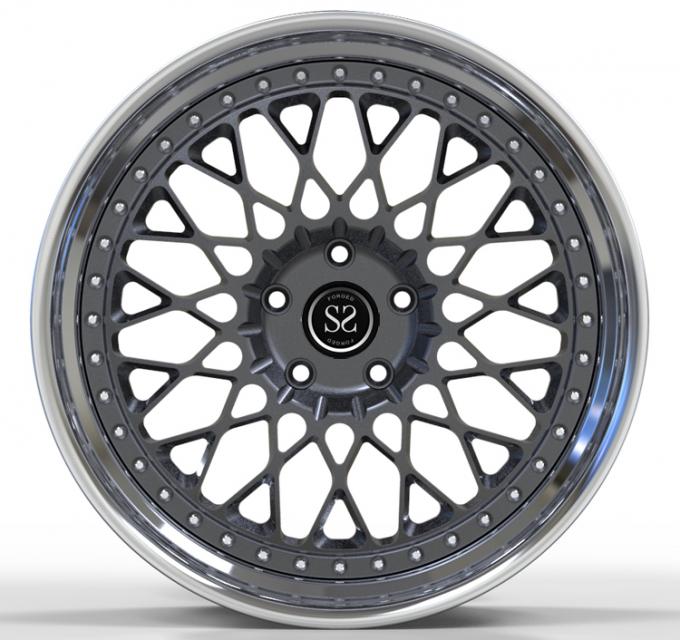 Center Grey Barrel Polished 20 Inch Staggered Rims 2 Piece Forged Alloy