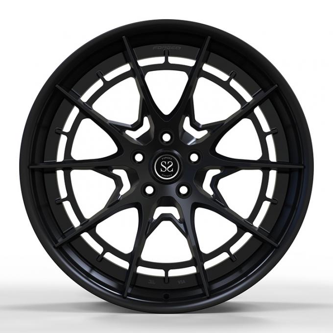 Custom Matte Black 2 Piece Forged Wheels Multi Spokes Alloy Rims