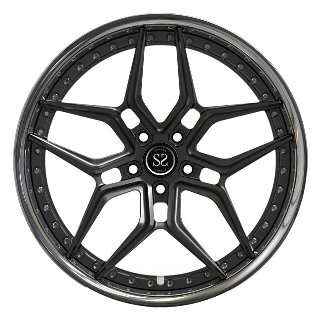 21inch 2 Piece Forged Wheels Aluminum Polished Lip Dark Grey Spokes For ...