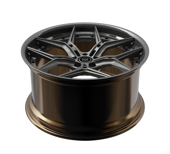 5X112 2 Piece Forged Wheels Center Brushed Metal Polished Bronze BMW X6 ...