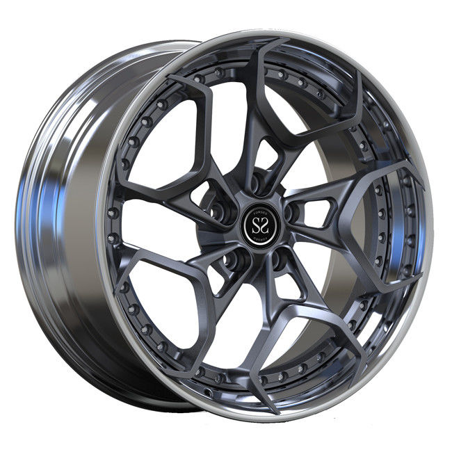 19inch Forged 2 PC Wheels Polished Disc Lip Gun Metal Spokes For Luxury ...