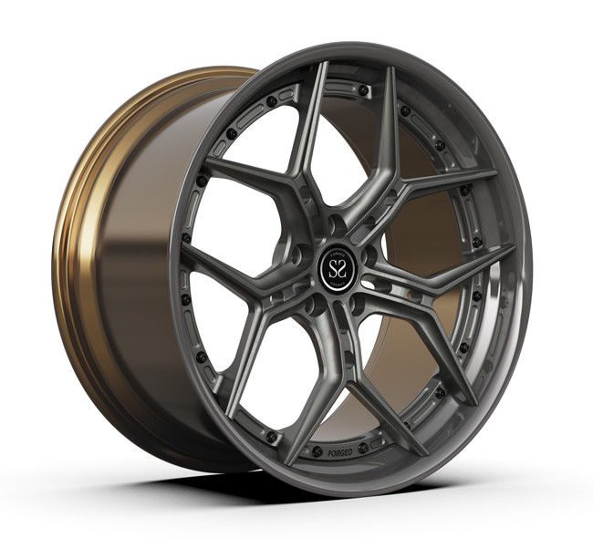 5X112 2 Piece Forged Wheels Center Brushed Metal Polished Bronze BMW X6 ...