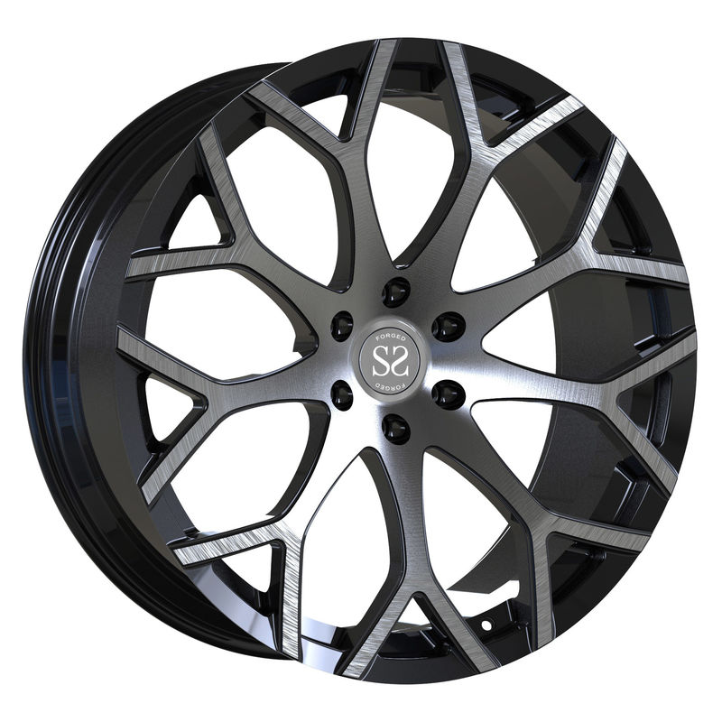 Black machined face 1 piece monoblock forged wheels 24 inch staggered ...