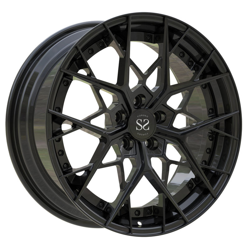 Gloss Black 2 Piece Forged Wheels Disc Barrel Aluminum Alloy 19 Inch ...