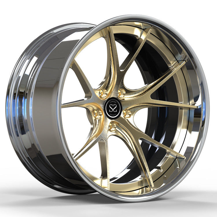 20inch 20x11 Polished Alloy 2 Piece Forged Brushed Gold Wheels S5 Car Rims