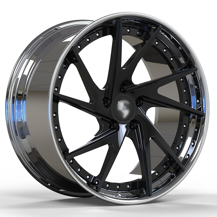 Gloss Black Face 2-PC Forged Rims Polished Barrels 21 22 Inches For ...