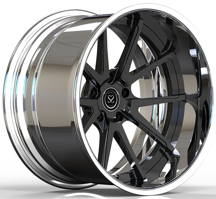Custom Forged 2-PC 6061-T6 Aluminum Alloy Rims Black Facce Polished ...