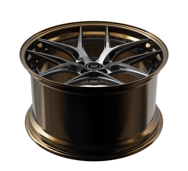 Brushed Dark Gun 2Piece Forged Wheels Rims Metal Barrel Polished Bronze ...