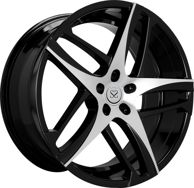 19 inch black machine face chrome 5*120 1 piece forged racing wheels rim