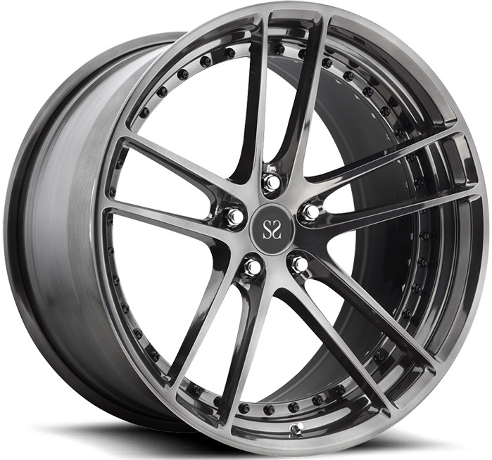 Gloss Black Customized Alloy Rims For Ferrari 458 / 21inch 2-PC Forged Rims