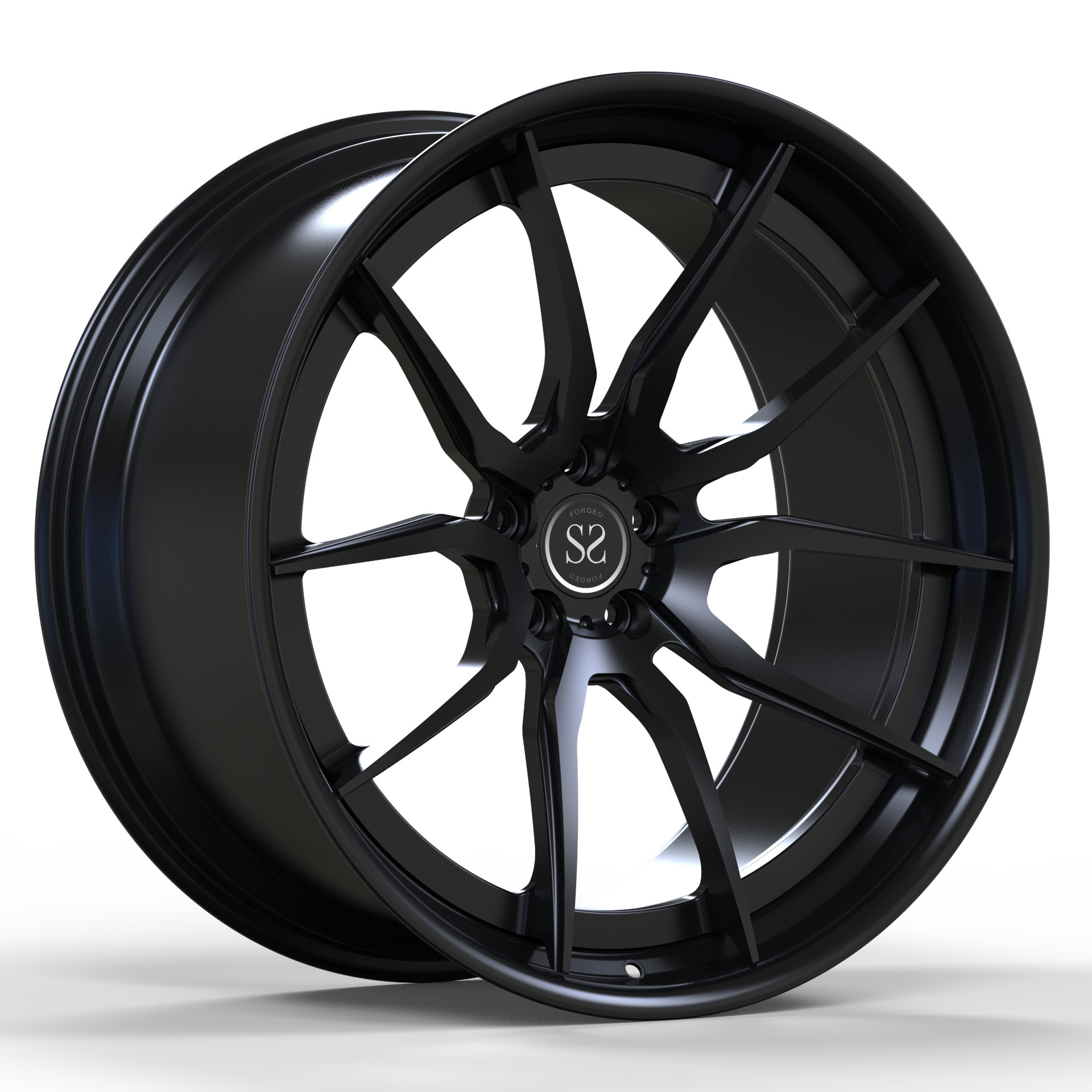 21 Inch Satin Black Deep Concave Rims For Rs6 2 Piece Forged Aluminum ...