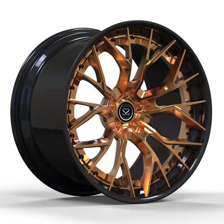 Porsche 991 Staggered 2 PC Forged Alloy Rims 5x130 Gloss Black Matt Bronze