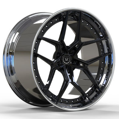 2-piece 22x10 barrel polished center gloss black forged rims deep dish ...